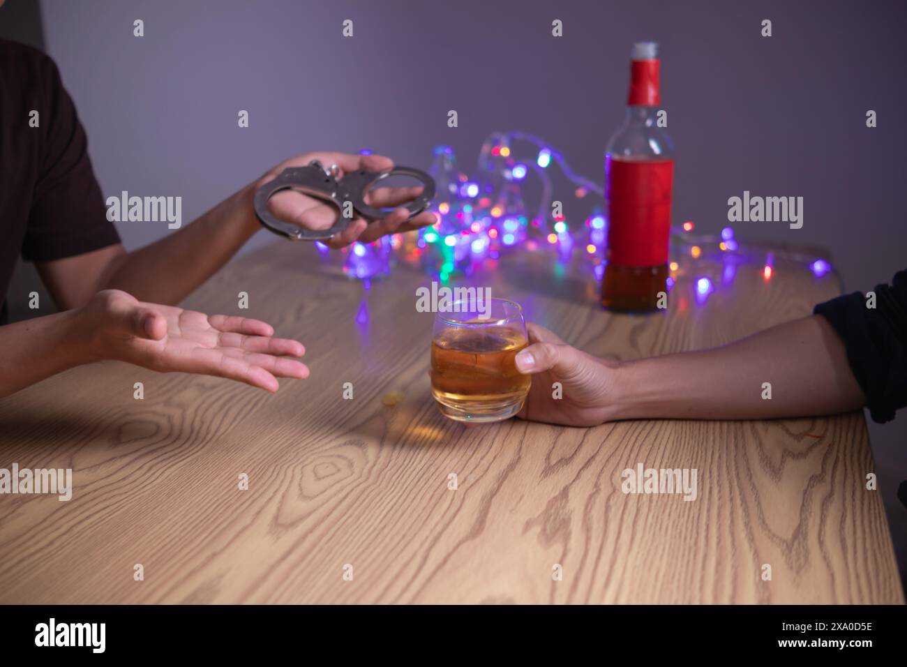 Alcoholic drinks were in goblets and placed on tables within party ...