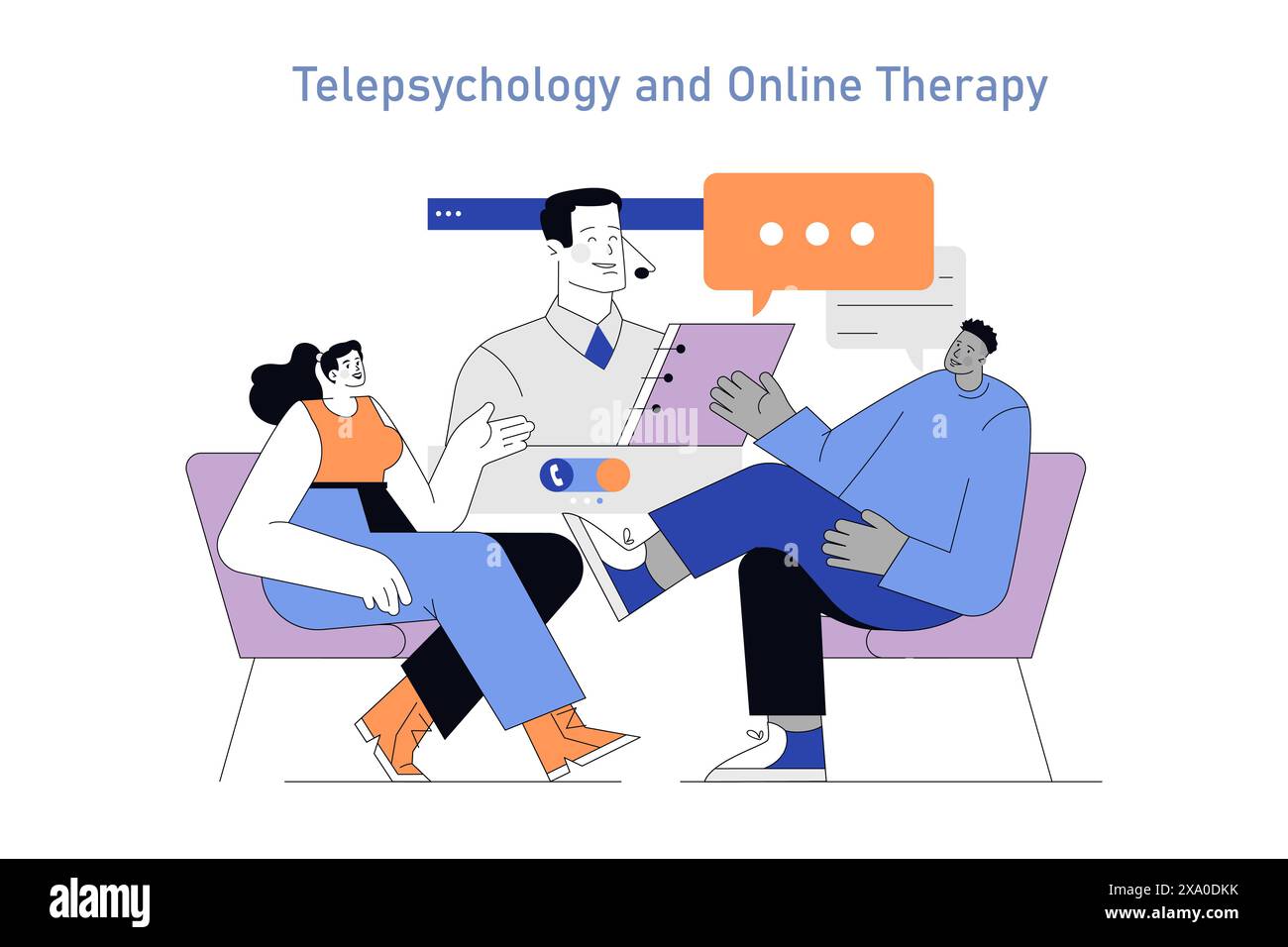 Online psychologist listening client laptop hi-res stock photography ...