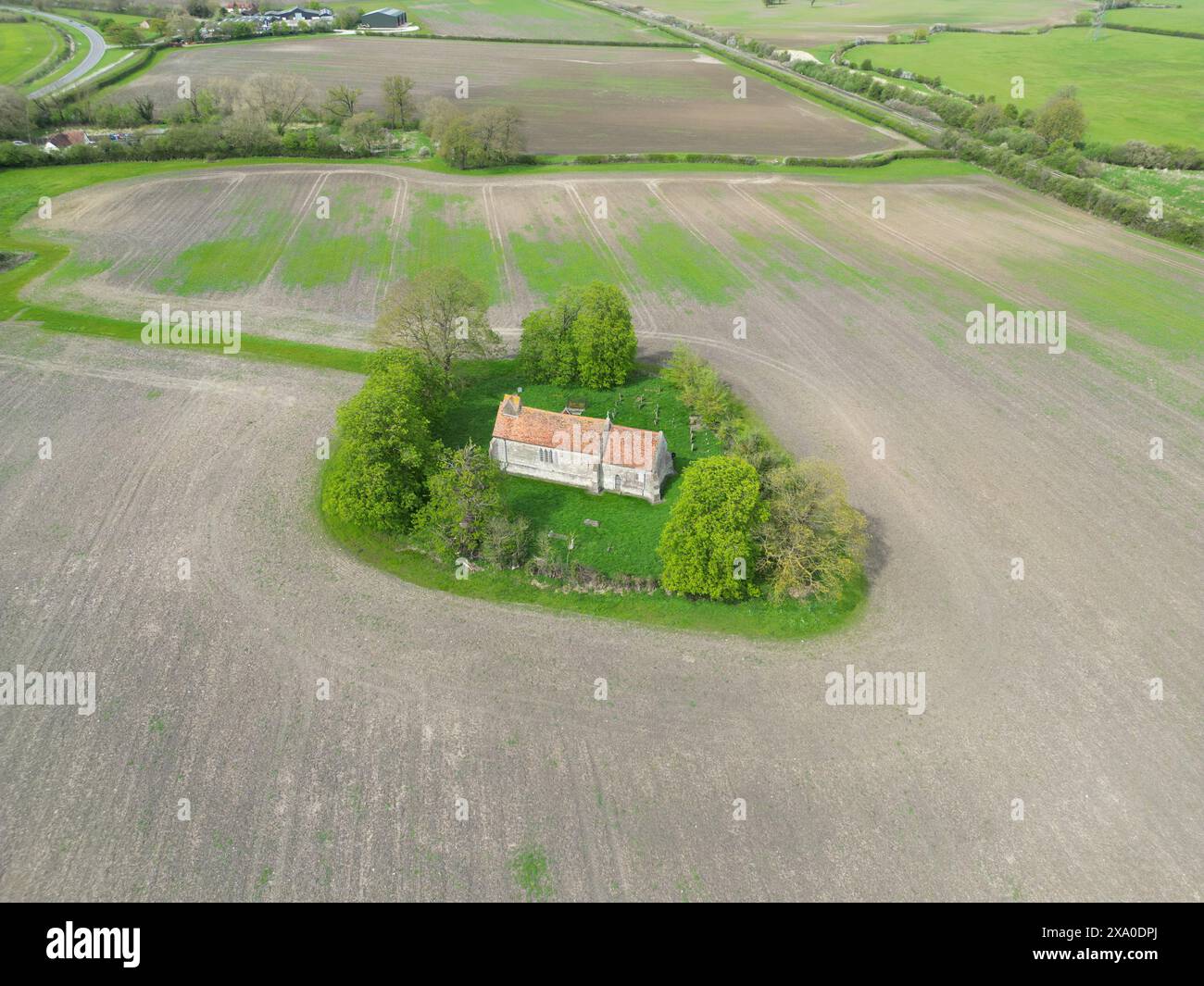 Aerial view of St Mary's church in Fleet Marston, Aylesbury Stock Photo ...