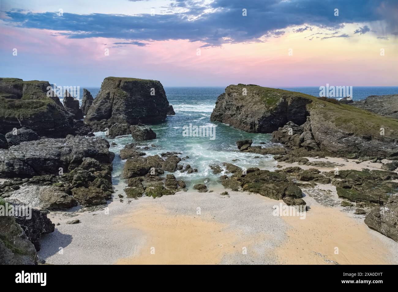 Belle-Ile in Brittany, seascape with rocks and cliffs on the Cote ...