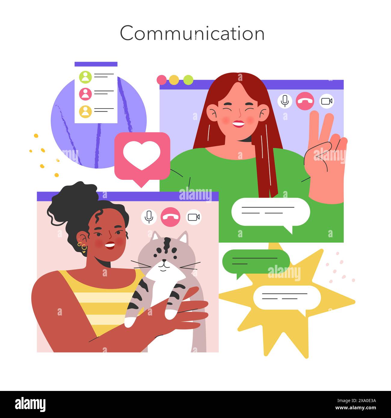 Communication concept. Diverse people engaging in modern digital ...