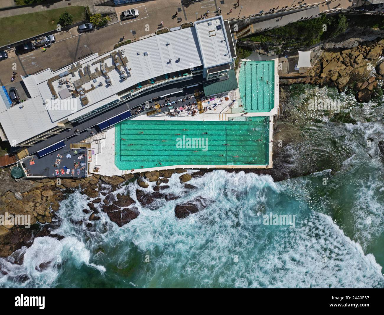 Aerial view of Bondi Icebergs Pool, Bondi Beach, Sydney, NSW, Australia ...