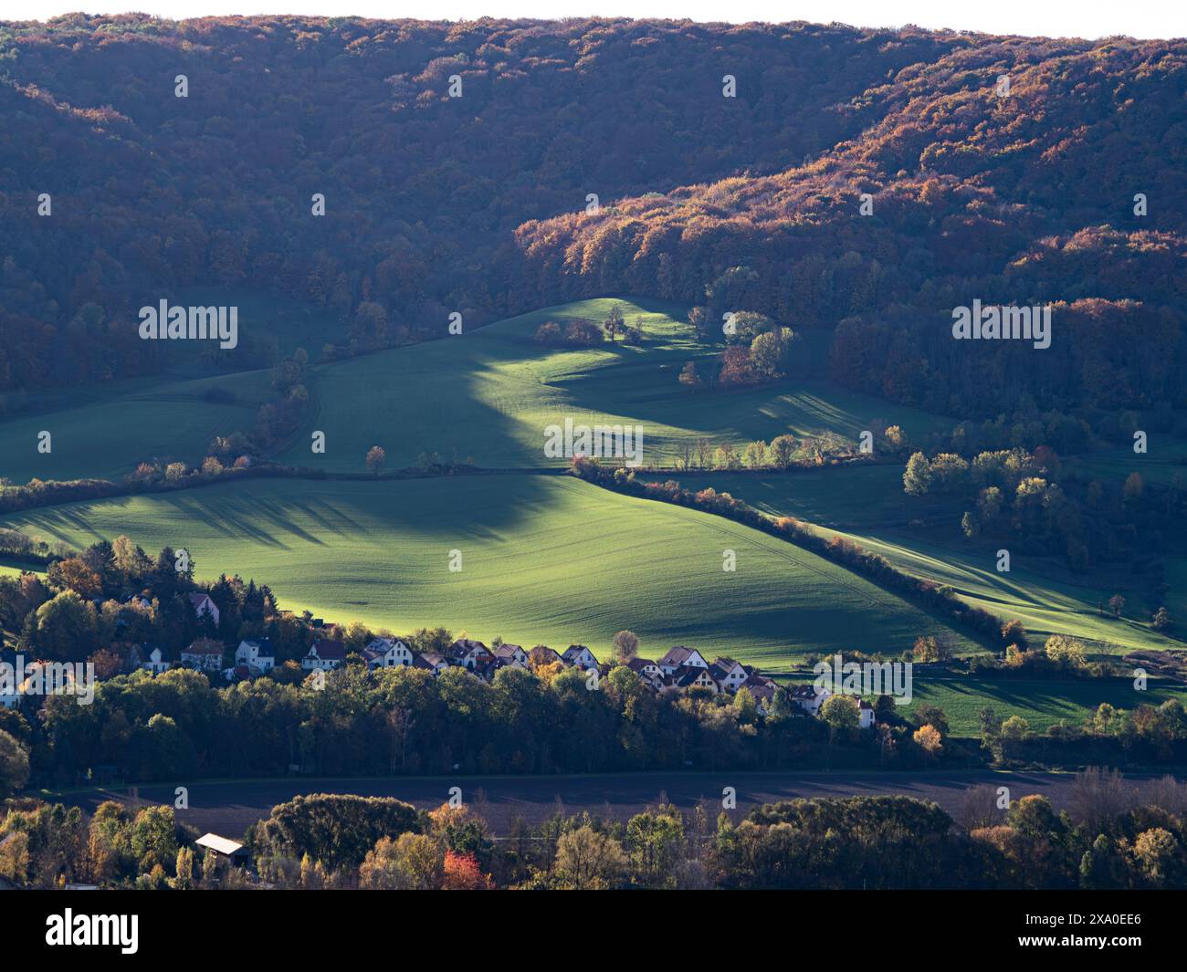 Scenic countryside landscape with lush greenery, mountains, and fields ...