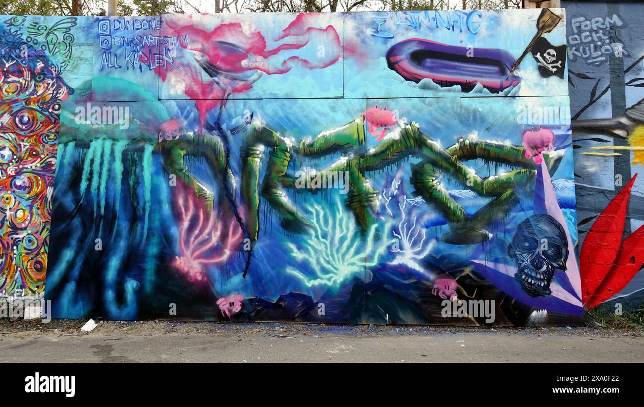 Stockholm, Snosatra, Sweden. May 12 2024. Spring beast. Graffiti ...