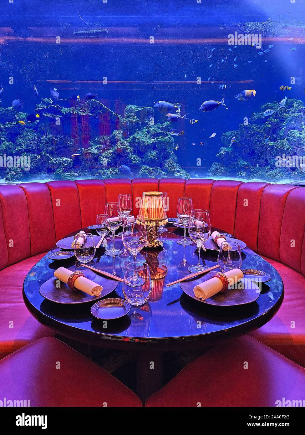 A table in an underwater cafe setting Stock Photo - Alamy