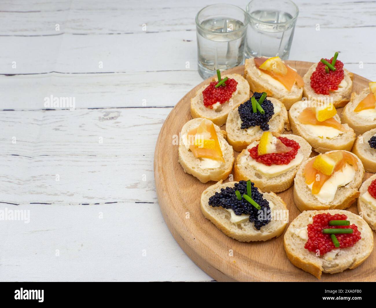 assorted fish roe bruschetta Stock Photo - Alamy