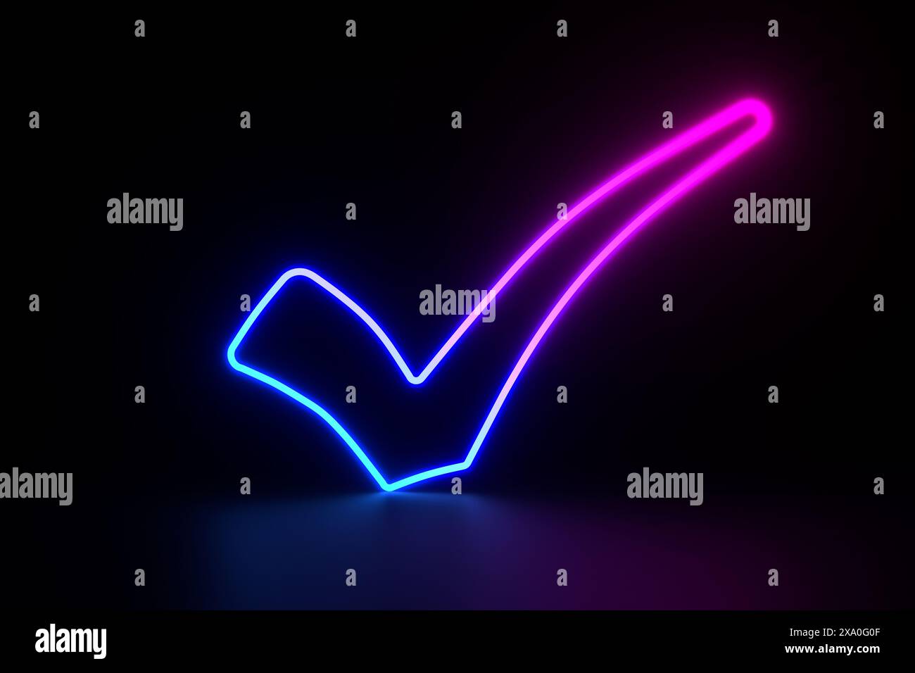 Check mark sign on dark background. 3D illustration Stock Photo - Alamy