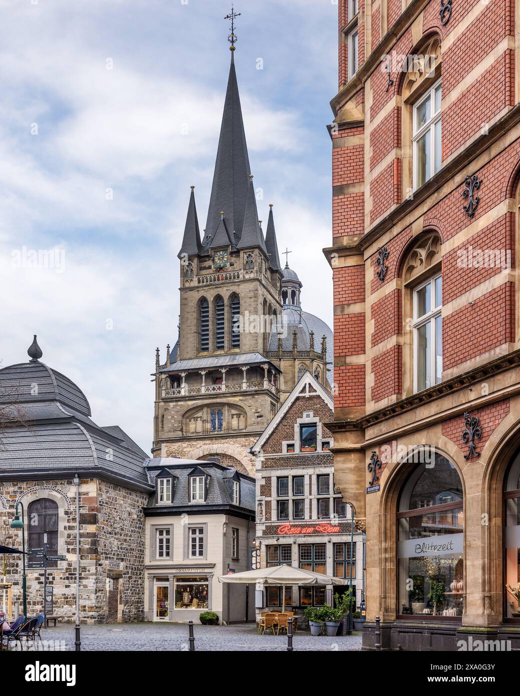 The Beautiful Cathedral of Aachen at the Sunset, NRW, Germany Stock ...