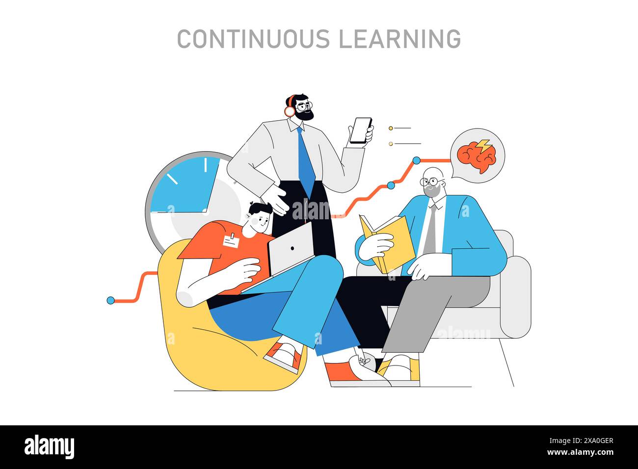 Continuous Learning concept. Lifelong education with digital tools ... Continuous Learning concept. Lifelong education with digital tools ...