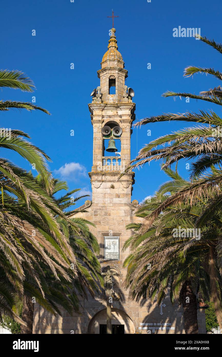 Spain, Galicia, Porto do Son, Iglesia de San Vicente de Noal Stock ...