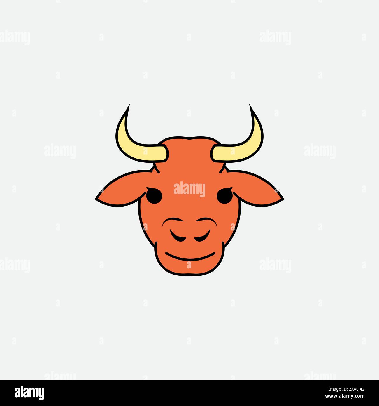 Cow Head From Front. Cartoon Style. Vector Stock Vector Image & Art - Alamy