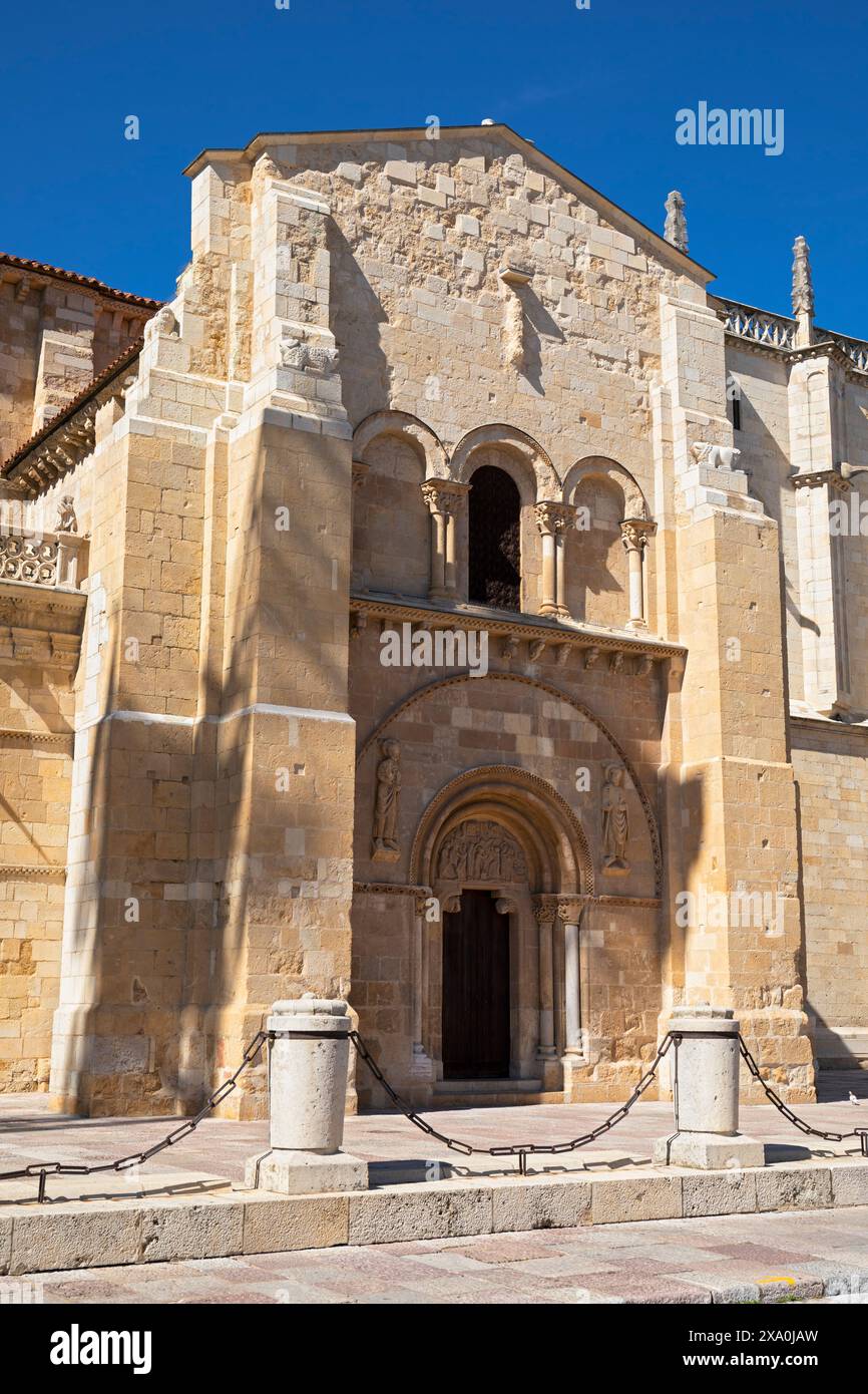 Europe, Spain, Leon, Basilica of San Isidoro showing the South Facade ...