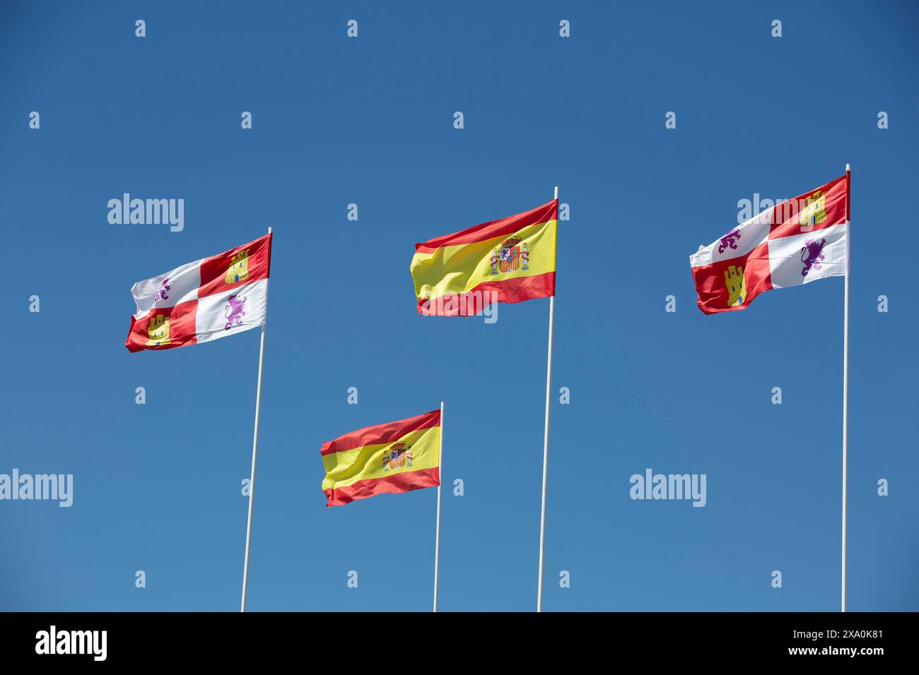 Castile and Leon and Spanish flags Stock Photo - Alamy
