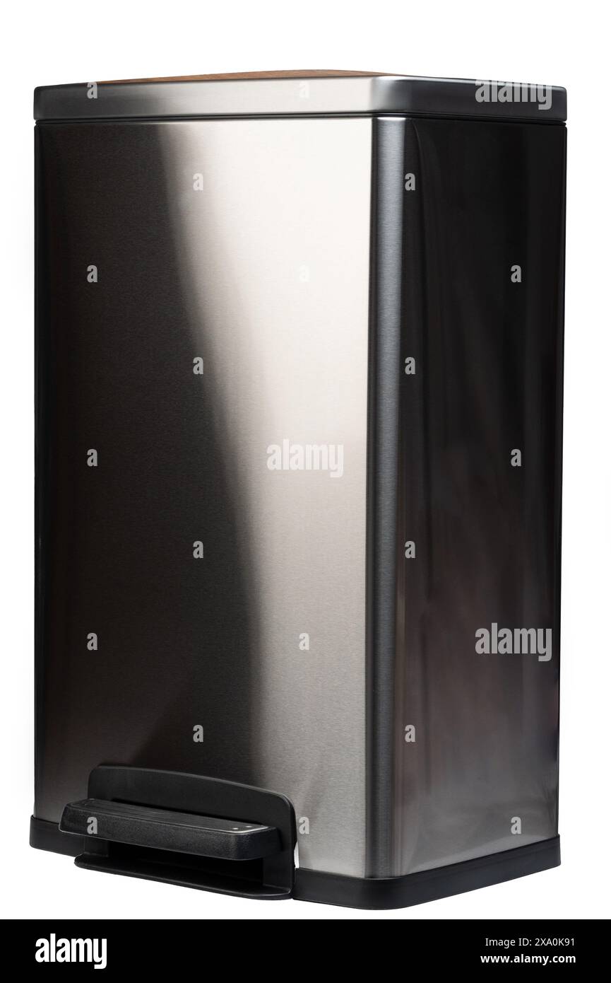 New metal garbage box side view isolated on studio background Stock ...