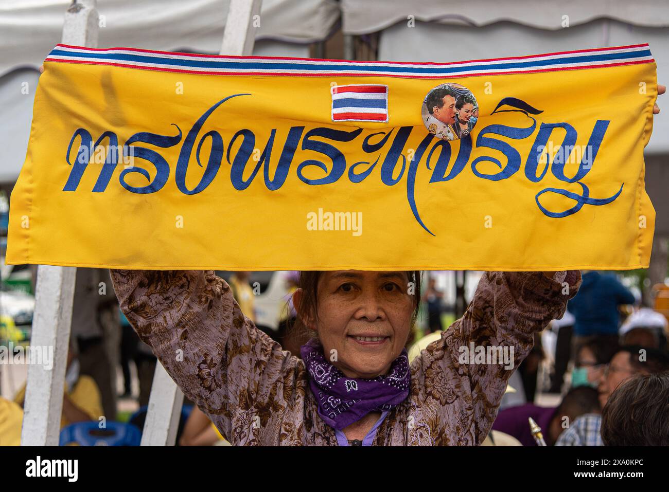Bangkok, Thailand. 03rd June, 2024. Thai royalist supporter holds a ...