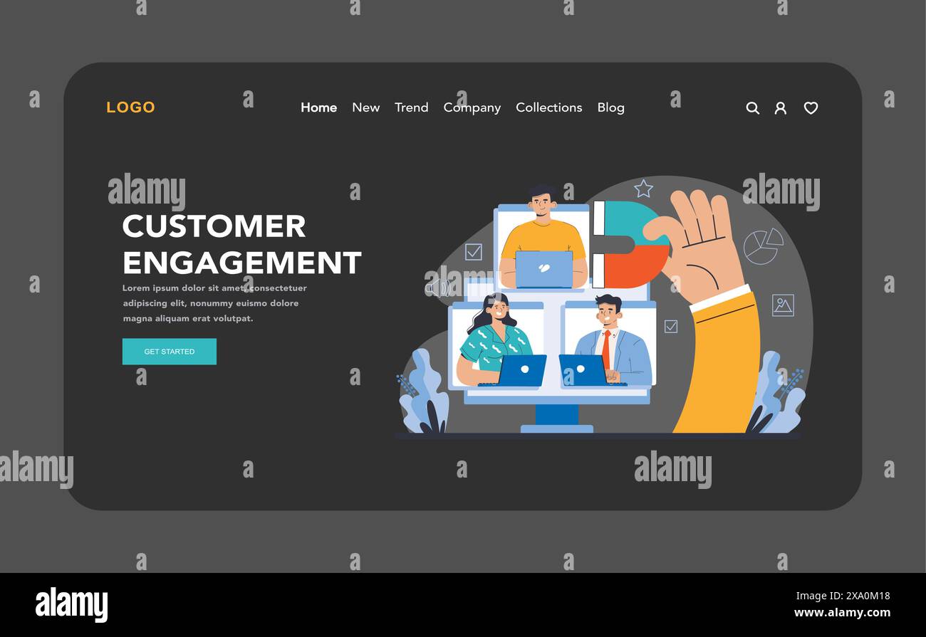 Reputation management dark or night mode web or landing. Relationship ...