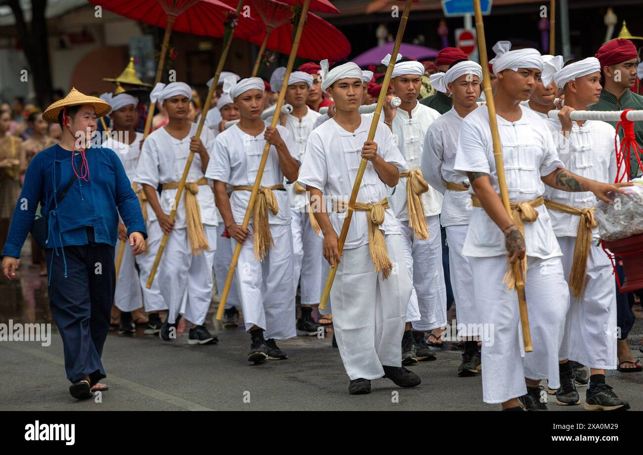 Thai people wearing traditional costumes seen during The Phra Buddha ...