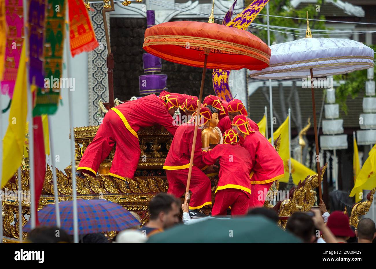 Thai people wearing traditional costumes seen during The Phra Buddha ...