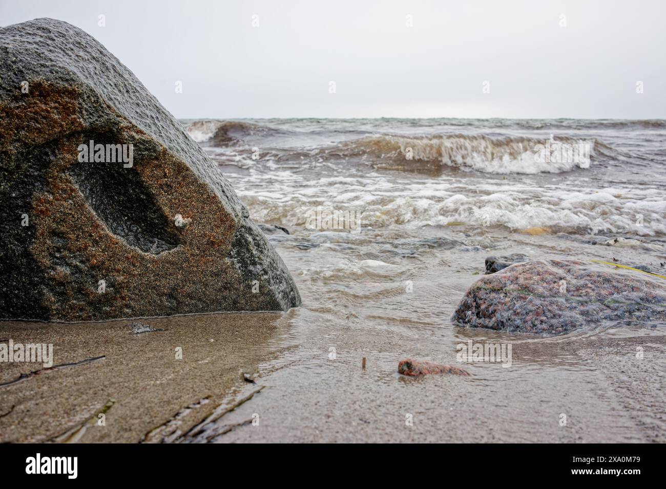 Scenic beach on Staberhuk cliffs, Fehmarn Island, Germany, overlooking ...