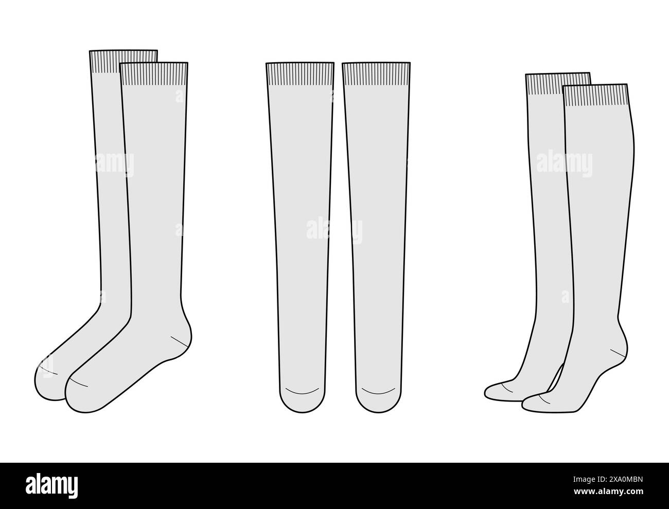 Knee-high Socks set. Fashion hosiery accessory clothing technical ...