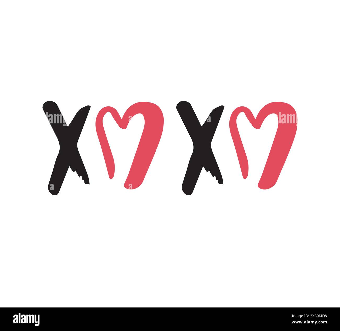 Vector hand drawn doodle sketch xoxo lettering with heart isolated on ...