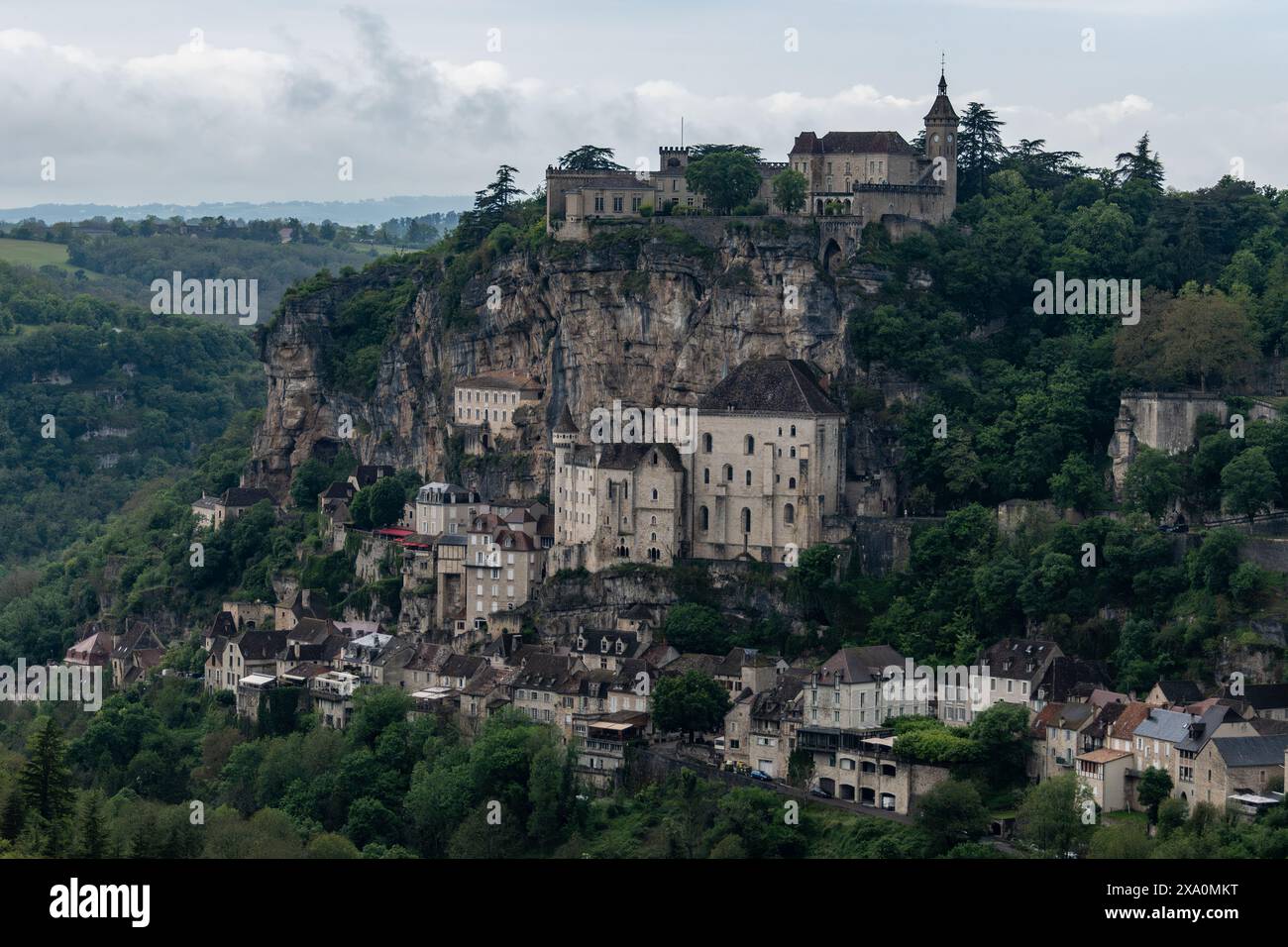 Rocamadour medieval village located on pilgrims route in Lot department ...