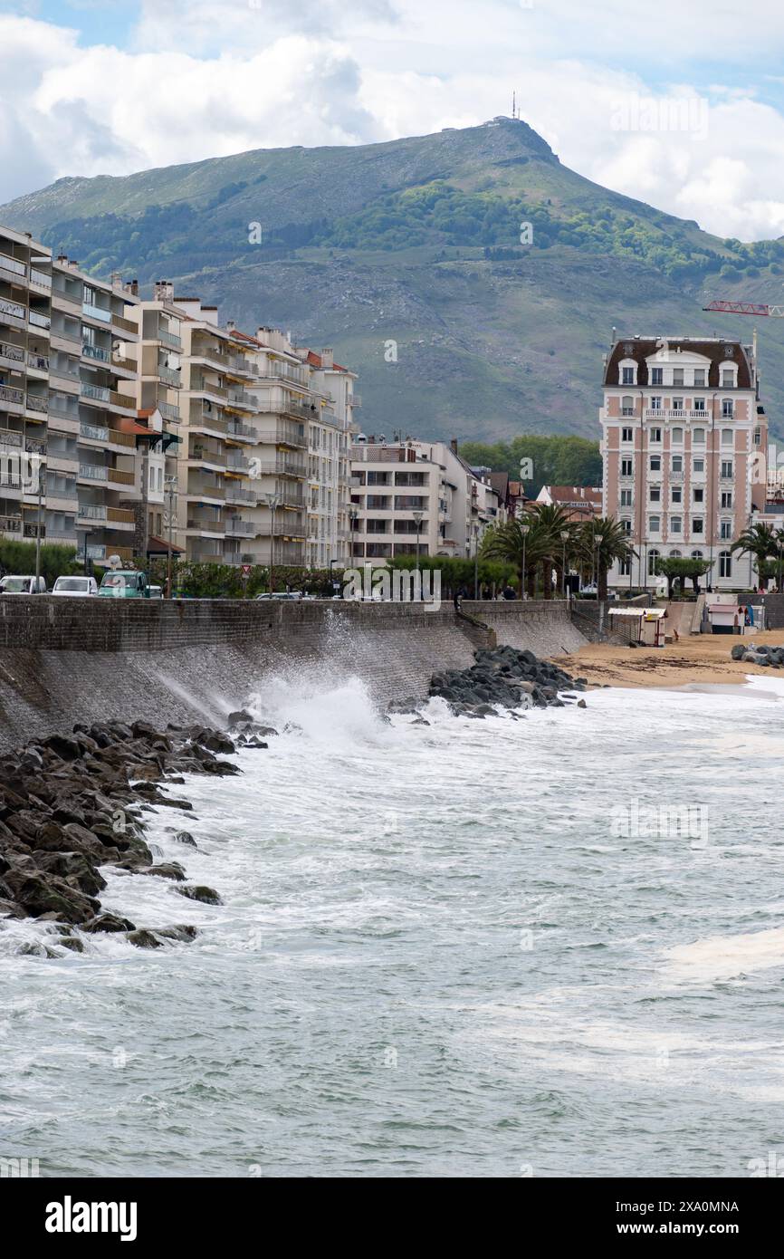 View of Saint-Jean-de-Luz fishing port on Basque coast, famous resort ...