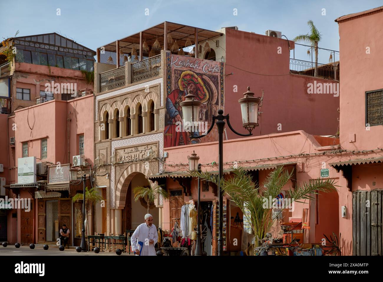 A traditional Moroccan architecture and a local in Marrakech, Morocco ...