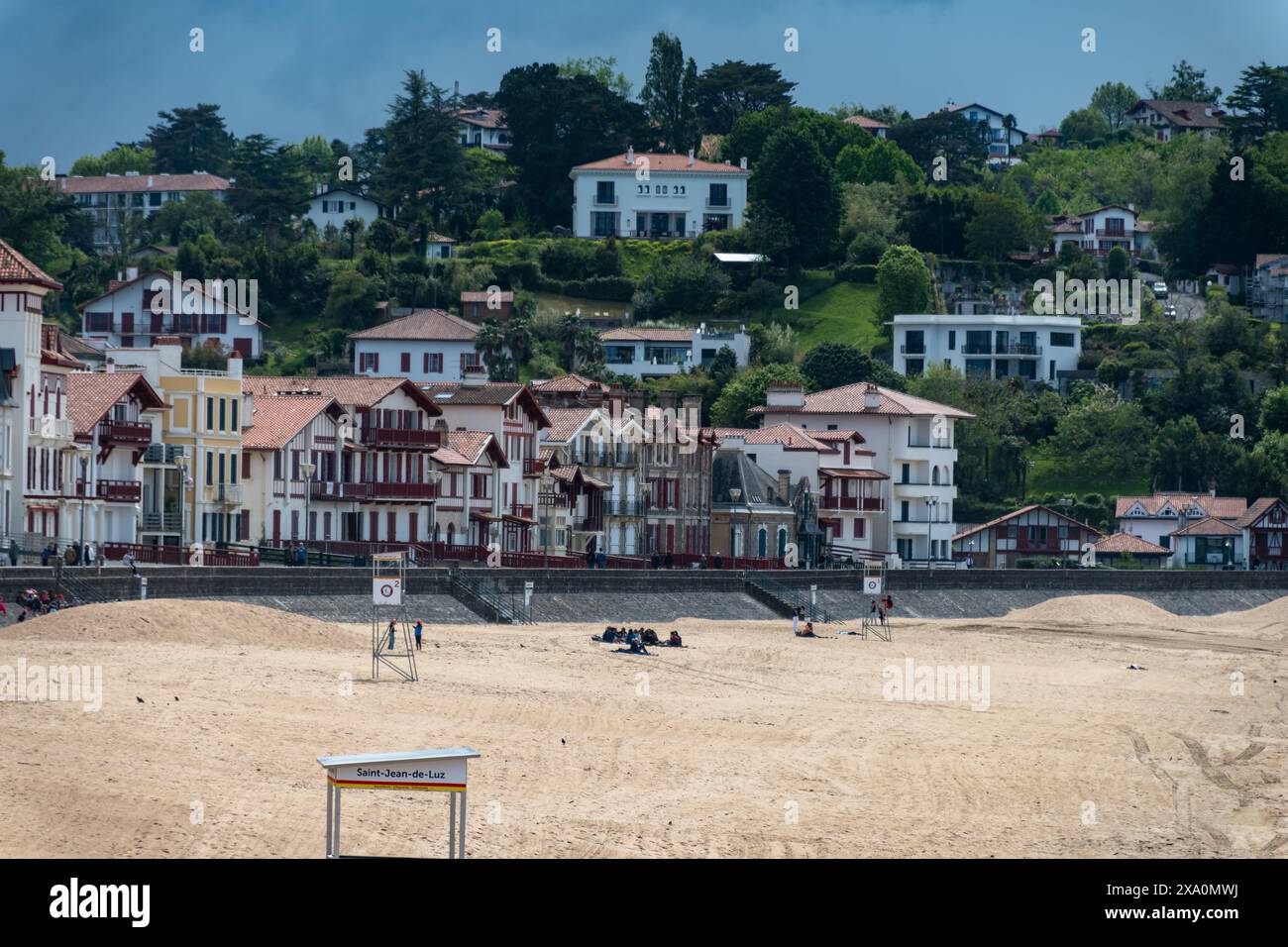 View of Saint-Jean-de-Luz fishing port on Basque coast, famous resort ...