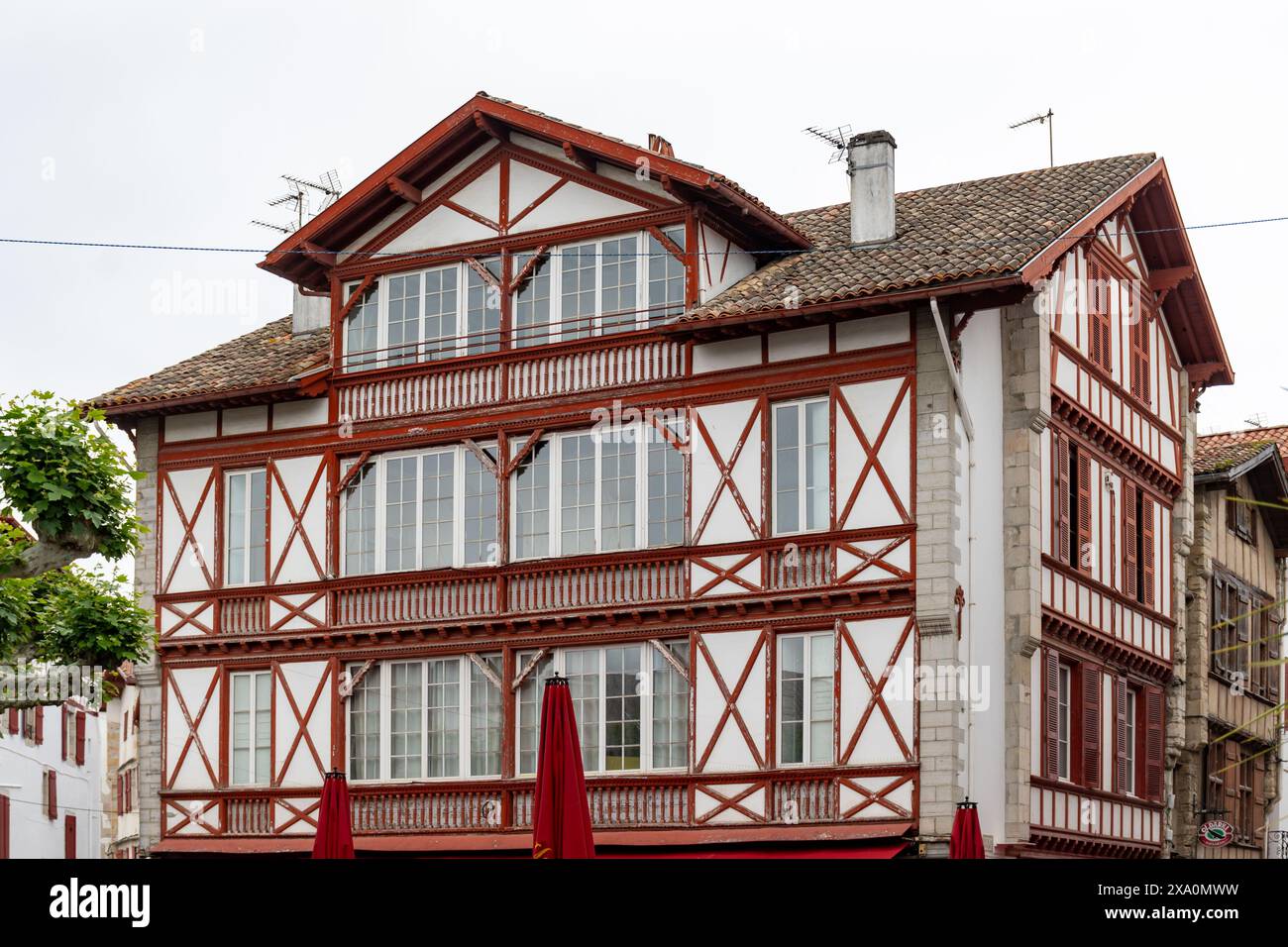 View of Saint-Jean-de-Luz fishing port on Basque coast, famous resort ...