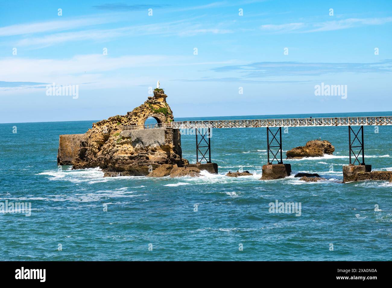 Panoramic view of seashore, cliffs, sandy beaches in touristic Biarritz ...