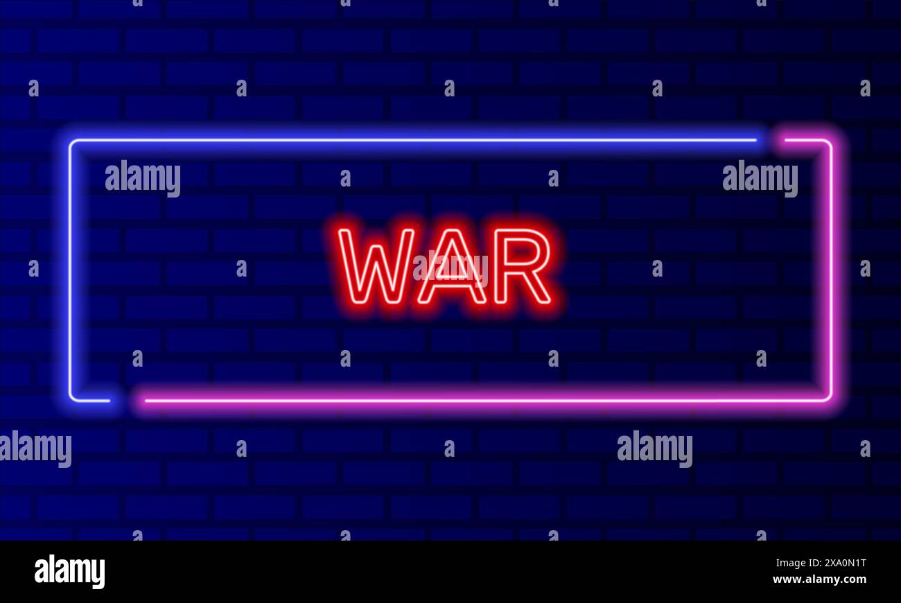 Neon sign war in speech bubble frame on brick wall background vector ...