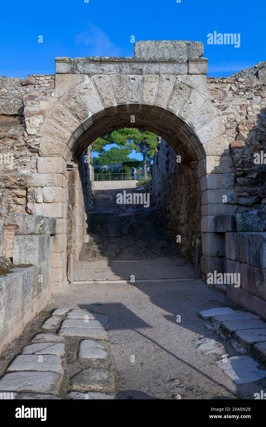 Europe, Spain, Badajoz, Merida, Amphitheatre of Merida (Ancient Roman ...