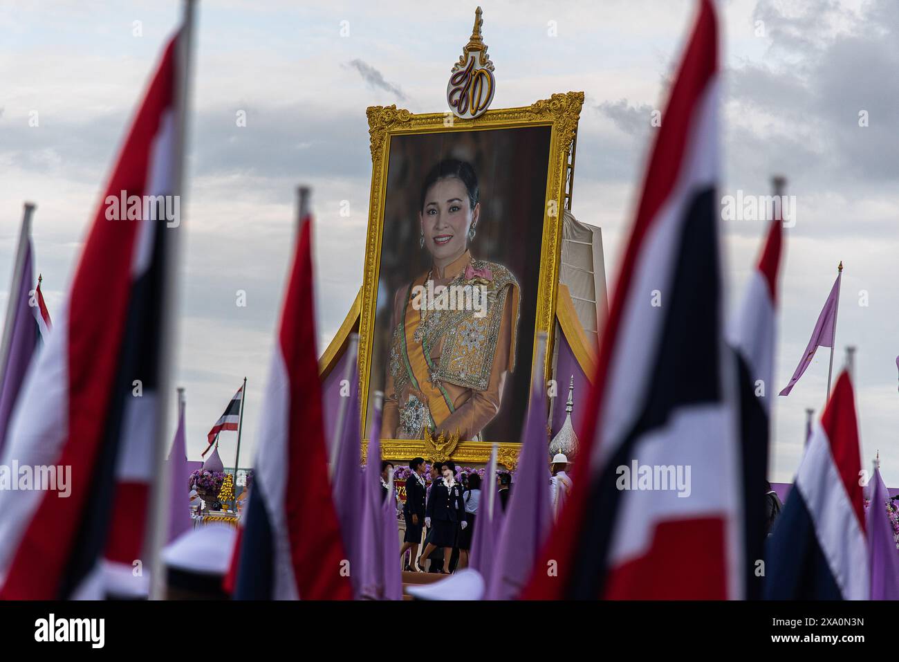 Bangkok, Thailand. 03rd June, 2024. The portrait of Thai Queen Suthida ...