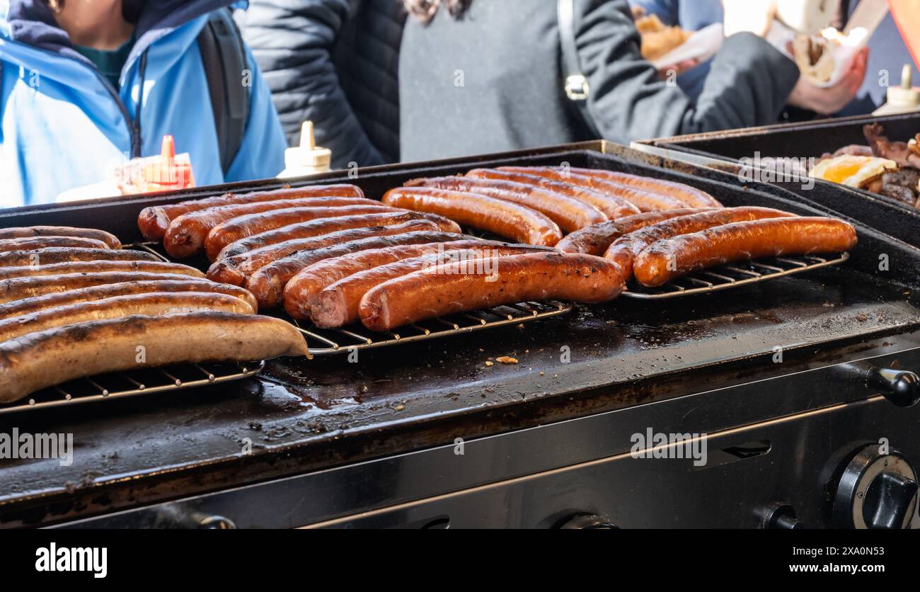 German street food on Portobello road Saturday food market, London, Uk ...