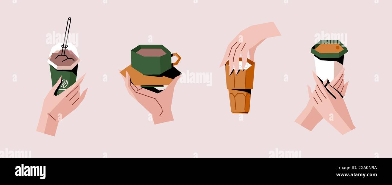 Female hands different mugs hi-res stock photography and images - Alamy