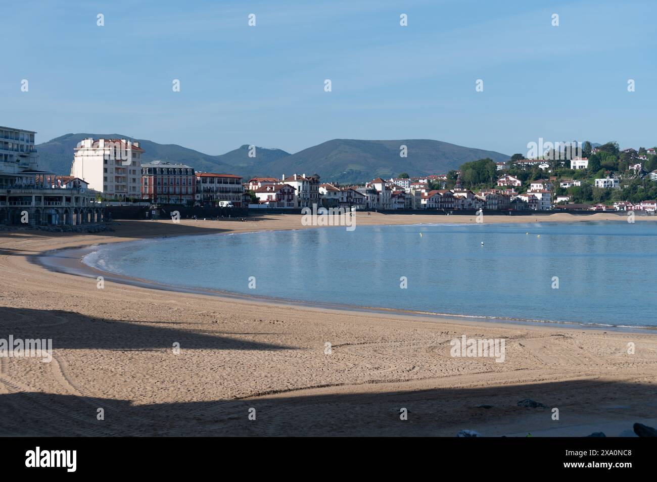 White houses and villas of Saint Jean de Luz town on Basque coast ...