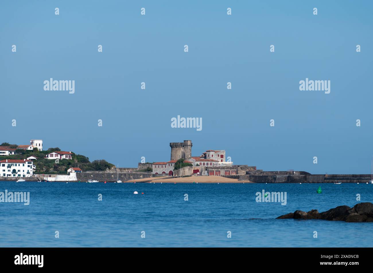 White houses and villas of Cibourne on Basque coast, famous resort ...