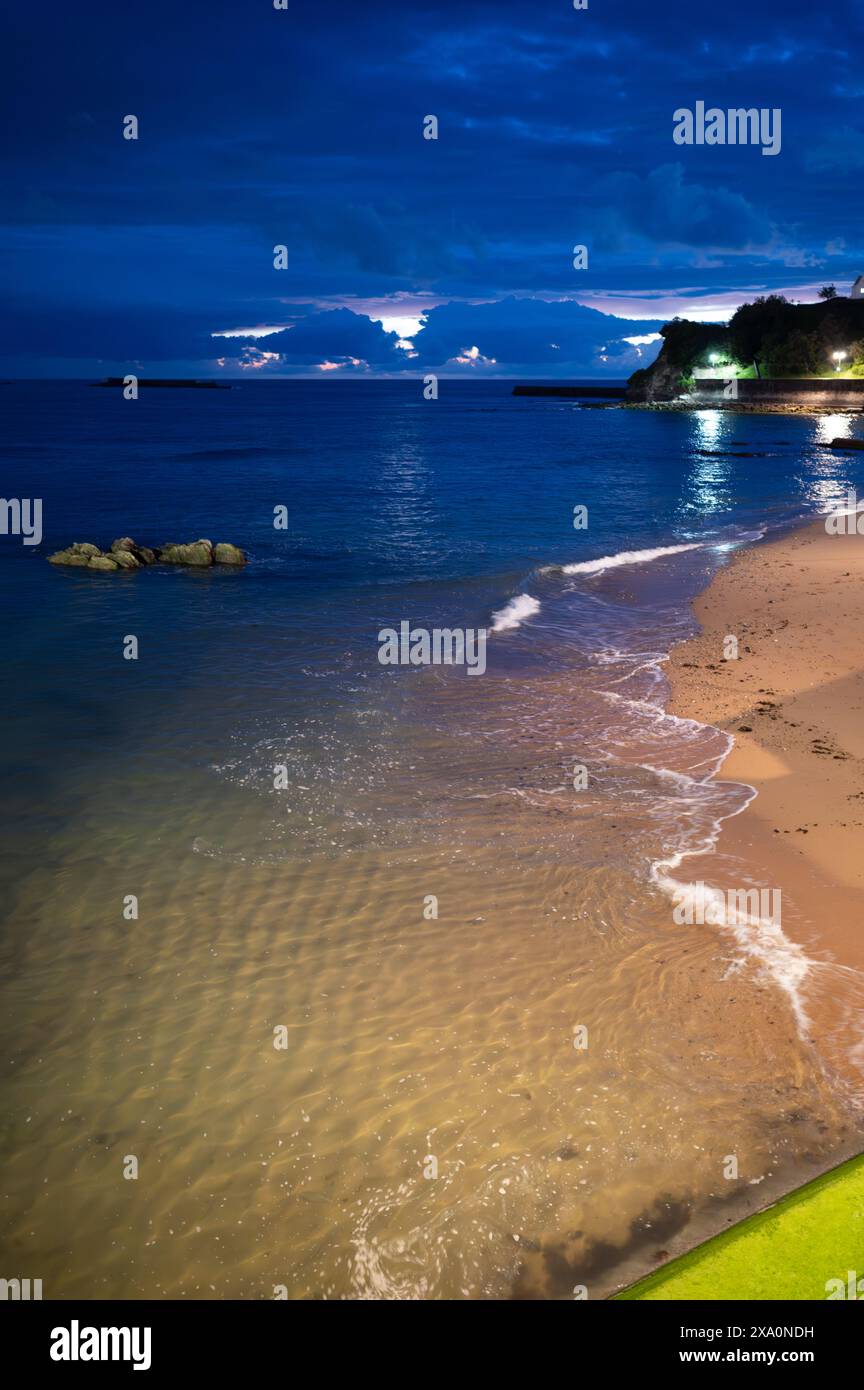 Ciboure and Saint-Jean-de-Luz bay and sandy beach on Basque coast on ...