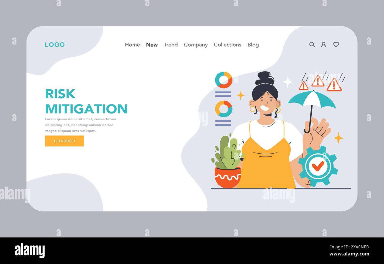 Risk Mitigation concept. Confident professional with an umbrella ...