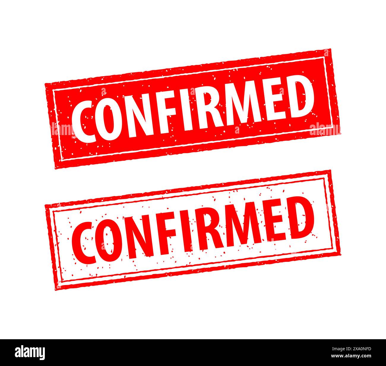 Confirmed are written on red and white stamps. Grunge vintage Confirmed ...