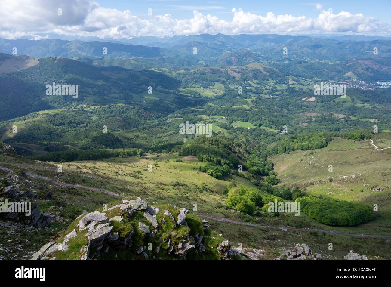 Travelling by old wooden train up to Larrun or La Rhune, Larhune ...