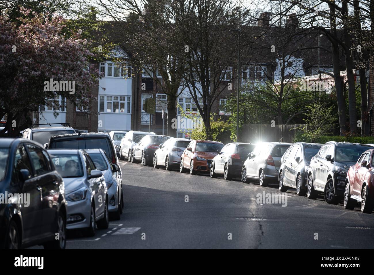 Transportation in London city, driving car and street parking, roads ...