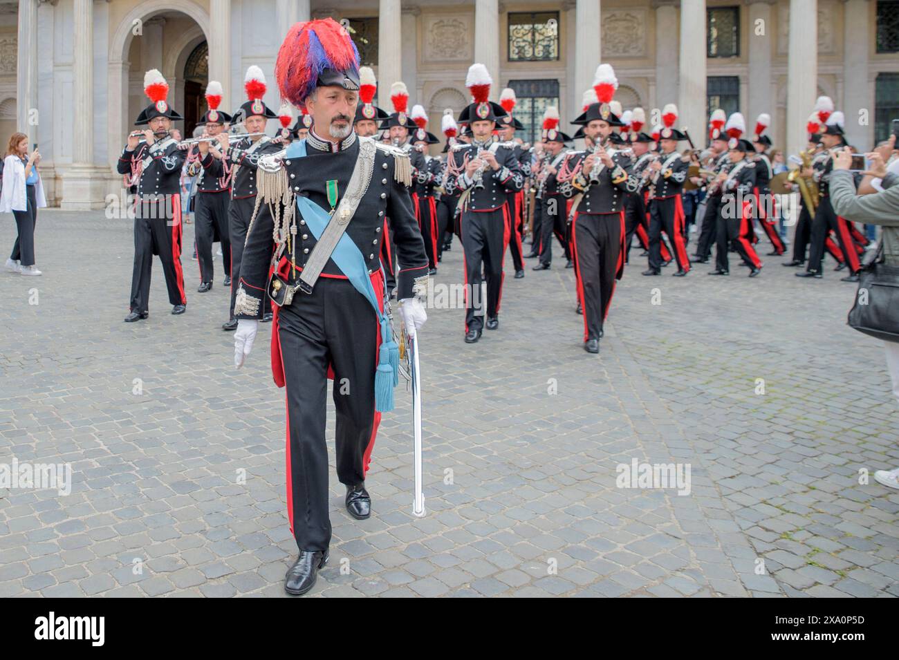 Rome, Italy. 2nd June, 2024. The Carabinieri musical band performs in ...