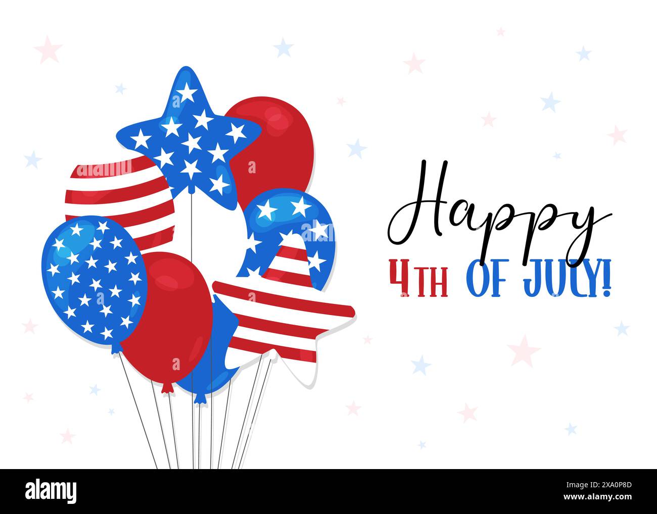 Happy 4th of July greeting card. USA Independence Day poster. Balloons ...