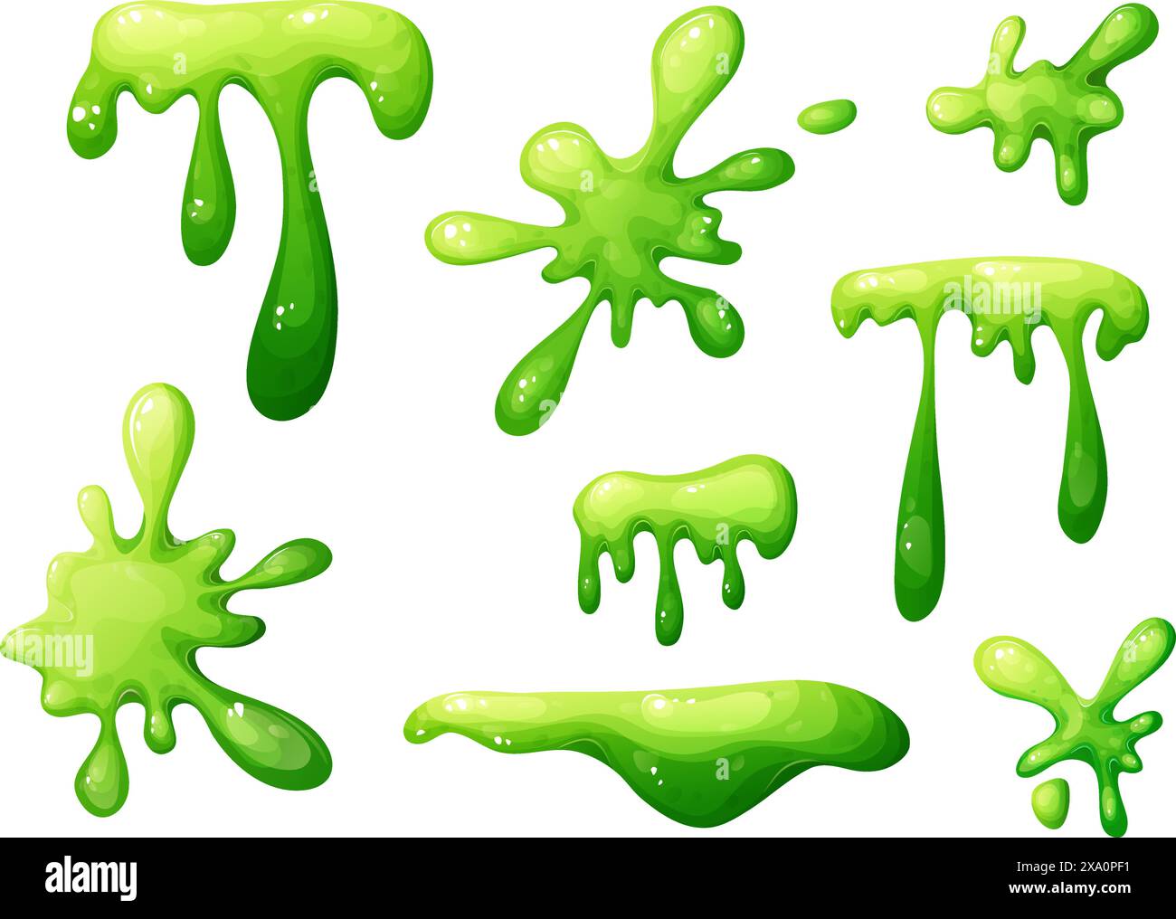 Splat slime mucus. Sticky liquid goo spots and blobs. Colorful jelly ...