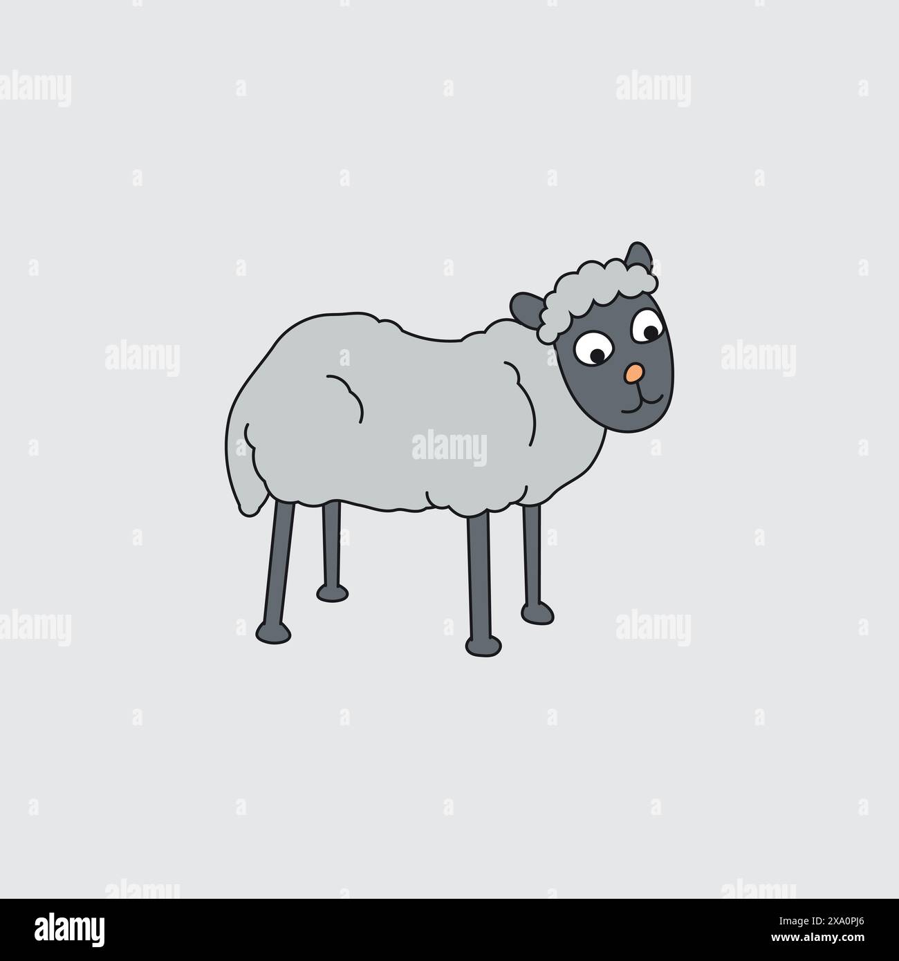 Vintage Sheep Side. Cartoon Style. Vector Stock Vector Image & Art - Alamy