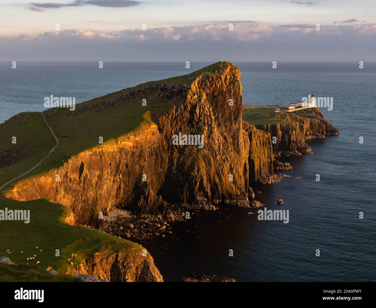 The Neist Point Lighthouse at sunset Stock Photo - Alamy
