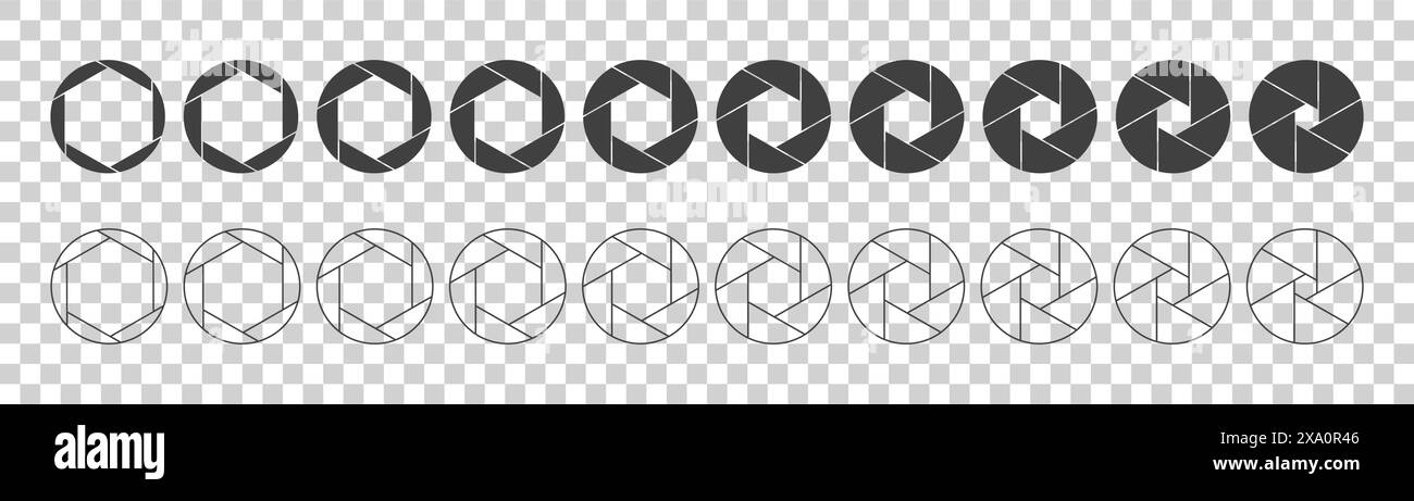 Aperture icon set. Aperture icons on white background Stock Vector ...