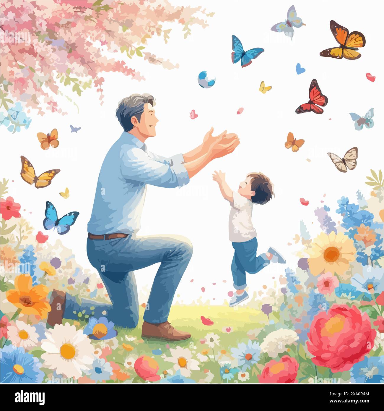 Father's Day beautiful nice natural outdoor playground joyful happy ...